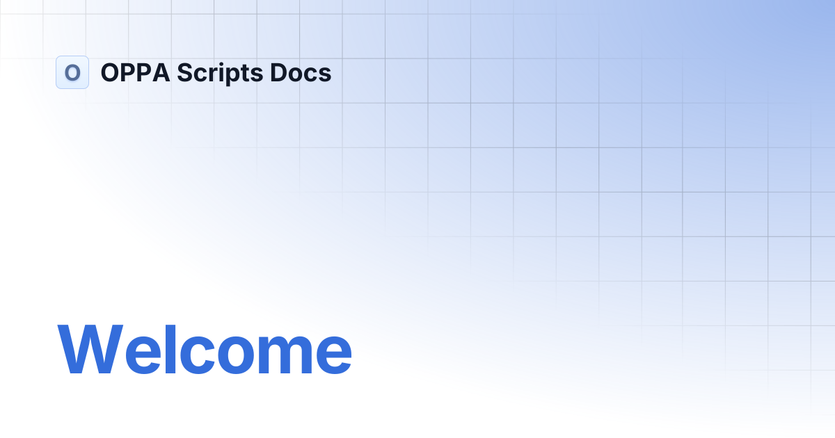 Welcome | Documentation | OPPA Scripts Docs
